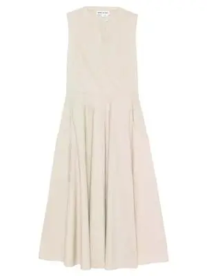 Dkny V-neck Midi Dress With Pockets - Neutrals