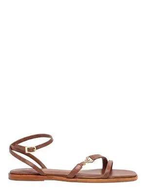 Patrizia Pepe Buckled Flat Sandals - Brown