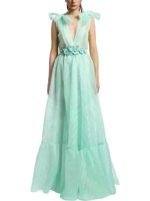 MIAU BY CLARA ROTESCU Como Floral-detail Maxi Dress - Green