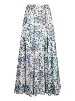 Liu Jo Printed Maxi Skirt With Ruffle Detailing - White