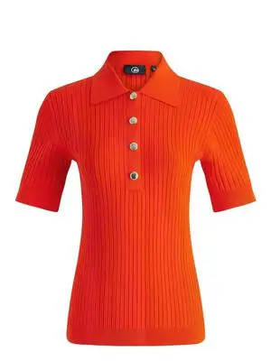 Fusalp Vera Ribbed Polo Top - Orange