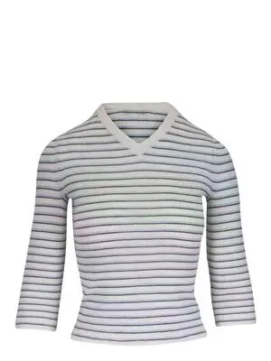 Vince Striped V-neck T-shirt - Neutrals