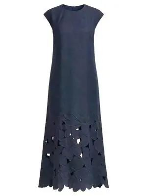 Sachin & Babi Sabette Floral Laser-Cut Midi Dress Blue