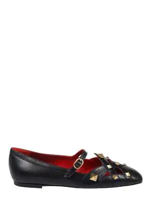 Valentino Garavani Studded Strappy Ballet Flats - Black
