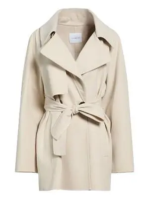 Malo Virgin Wool, Silk, Elastane Overcoat & Trench Coat - Beige