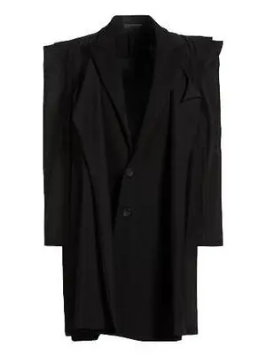 Yohji Yamamoto Overcoat Wool And Silk - Black