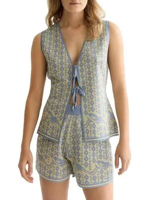 Scotch & Soda Jacquard Knit Vest - Cactus Stripe Placed Raffia