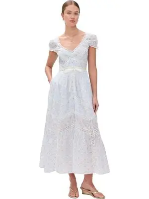 LoveShackFancy Aurela Midi Dress - Chapparal Blue