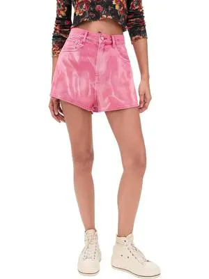 R13 Venti" Tie-dye Denim Shorts - Exploded Pink