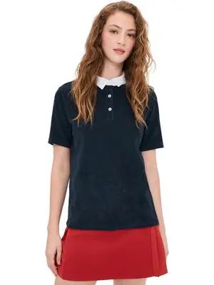 Kule Terry Polo With Classic Collar - Navy