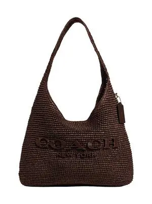 COACH Refined Weave Straw Brooklyn Shoulder Bag - Maple