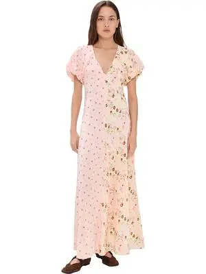 LEE MATHEWS Prim Silk Maxi Dress - Blush
