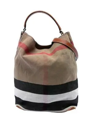 Burberry Medium Mega Check Ashby Bucket Bag - Brown