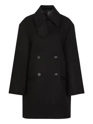TOTEME Broad Double-breasted Wool Pea Coat - Black