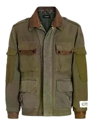 Dolce & Gabbana Multi-pocket Leather-collar Jacket - Green