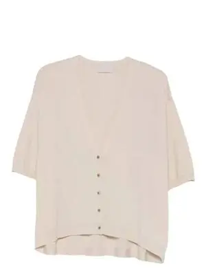 Hemisphere V-neck Button Cardigan - Neutrals