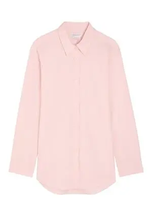 Gabriela Hearst Cotton-poplin Shirt With Embroidered Logo - Light Pink