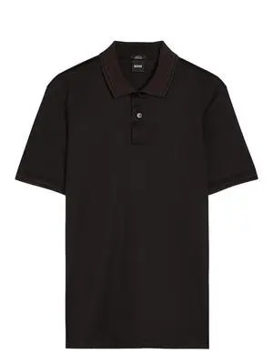BOSS Phillipson Striped Trims Polo Shirt - Black