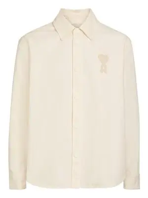 Ami Logo-appliquéd Denim Overshirt - Cream