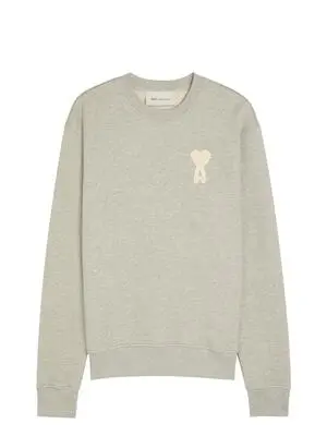 Ami Logo-appliquéd Cotton Sweatshirt - Grey