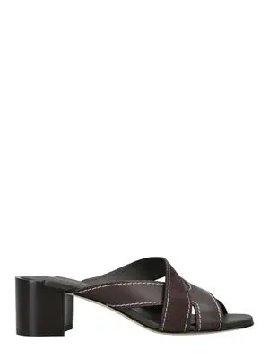 TOD'S Suede T-strap Heeled Mules 55 - Brown