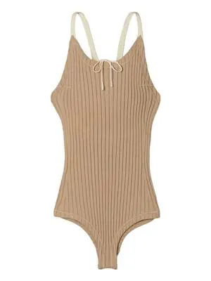 Tory Burch Ribbed Bodysuit - Putty