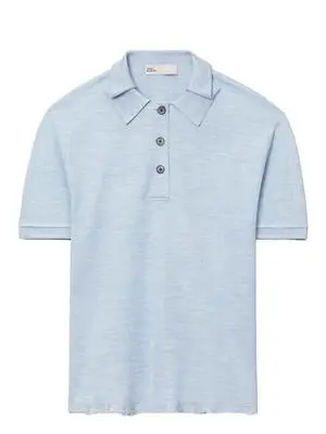 Tory Burch Silk Polo - Light Blue