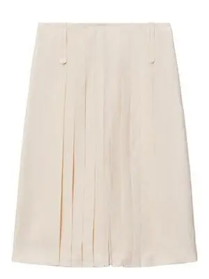 Tory Burch Pleated Midi Skirt - Cream