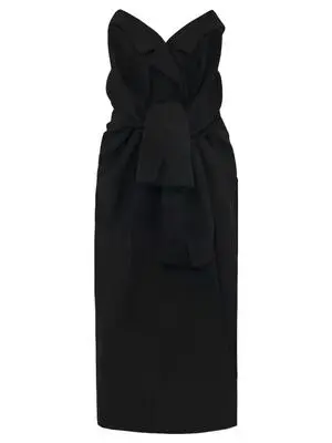 THE ROW Draped Knot Midi Dress - Black