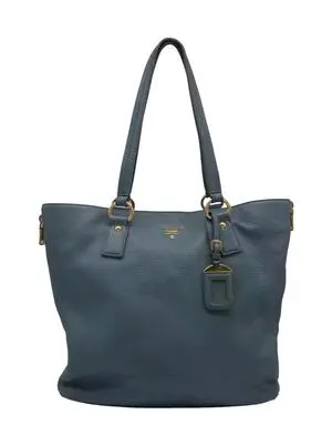 Prada Vitello Daino Leather Tote Bag - Blue