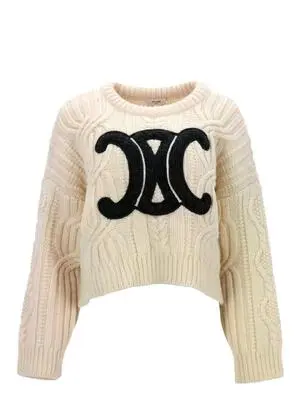 Celine Triomphe Knitted Sweater - Neutrals