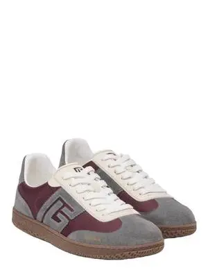 Balmain Swan Suede And Nylon Trainers Red