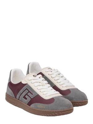 Balmain Balmain Swan Suede And Nylon Trainers Red