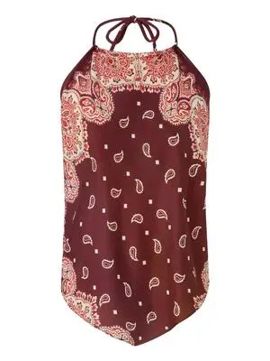 Pinko Paisley Halterneck Top - Red