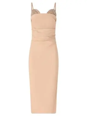 Pinko Midi Slim-fit Jewel Embroidery Dress - Neutrals