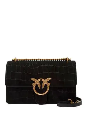 Pinko Love One Chain Leather Crossbody Bag - Black