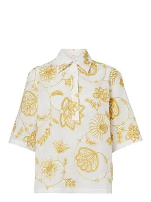 ERES Izana Embroidered Cotton-Blend Shirt Yellow