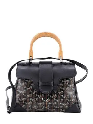 Goyard Saigon Top Handle Bag Coated Canvas With Leather Mini - Black