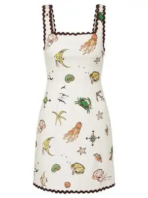ALEMAIS Alémais Printed Cotton Minidress - White