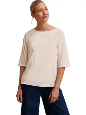 CELTIC & CO. Linen Blend Short Sleeve Swing Top Chalk