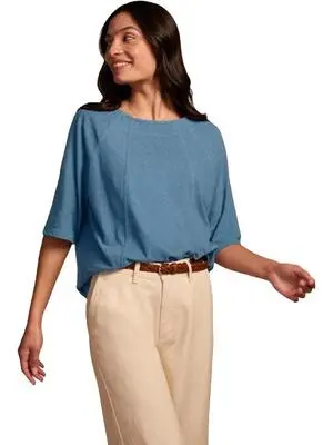 CELTIC & CO. Linen Blend Short Sleeve Swing Top Smoke Grey