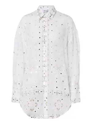 JULIET DUNN Embellished Cotton Shirt - White