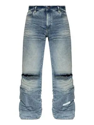 PDF Wrinkled-effect Bootcut Jeans - Blue