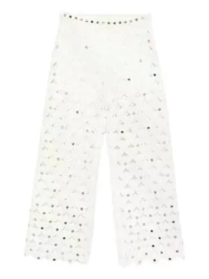 Maje Scalloped Crochet Straight-leg Trousers - White