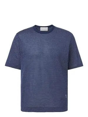 AMI Paris Striped Cotton Jersey T-shirt - Blue