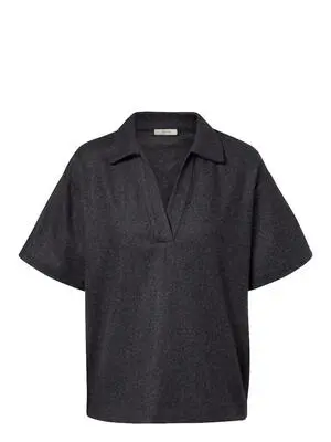 Asceno Modena Wool And Cashmere Flannel Polo Shirt - Grey