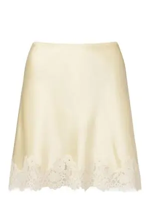 DÔEN Giulietta Lace-trimmed Silk Miniskirt - Yellow