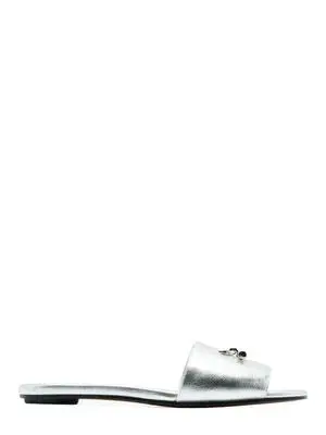 Alexander McQueen Open Toe Flat Sandals - Silver
