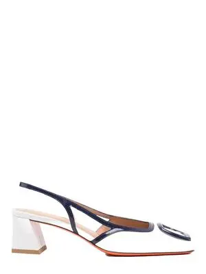 Santoni Leather Slingback Court Shoes - White