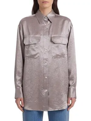 Filippa K Filippa K Acetate Satin Shirt Brown